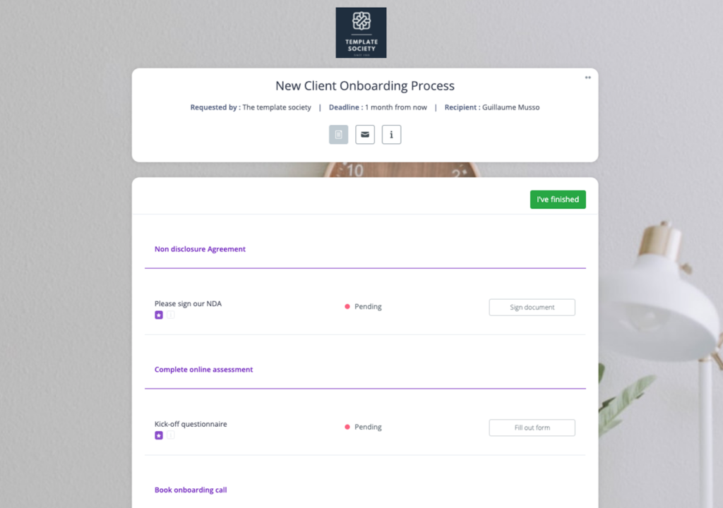 Custom client onboarding checklist software | Clustdoc